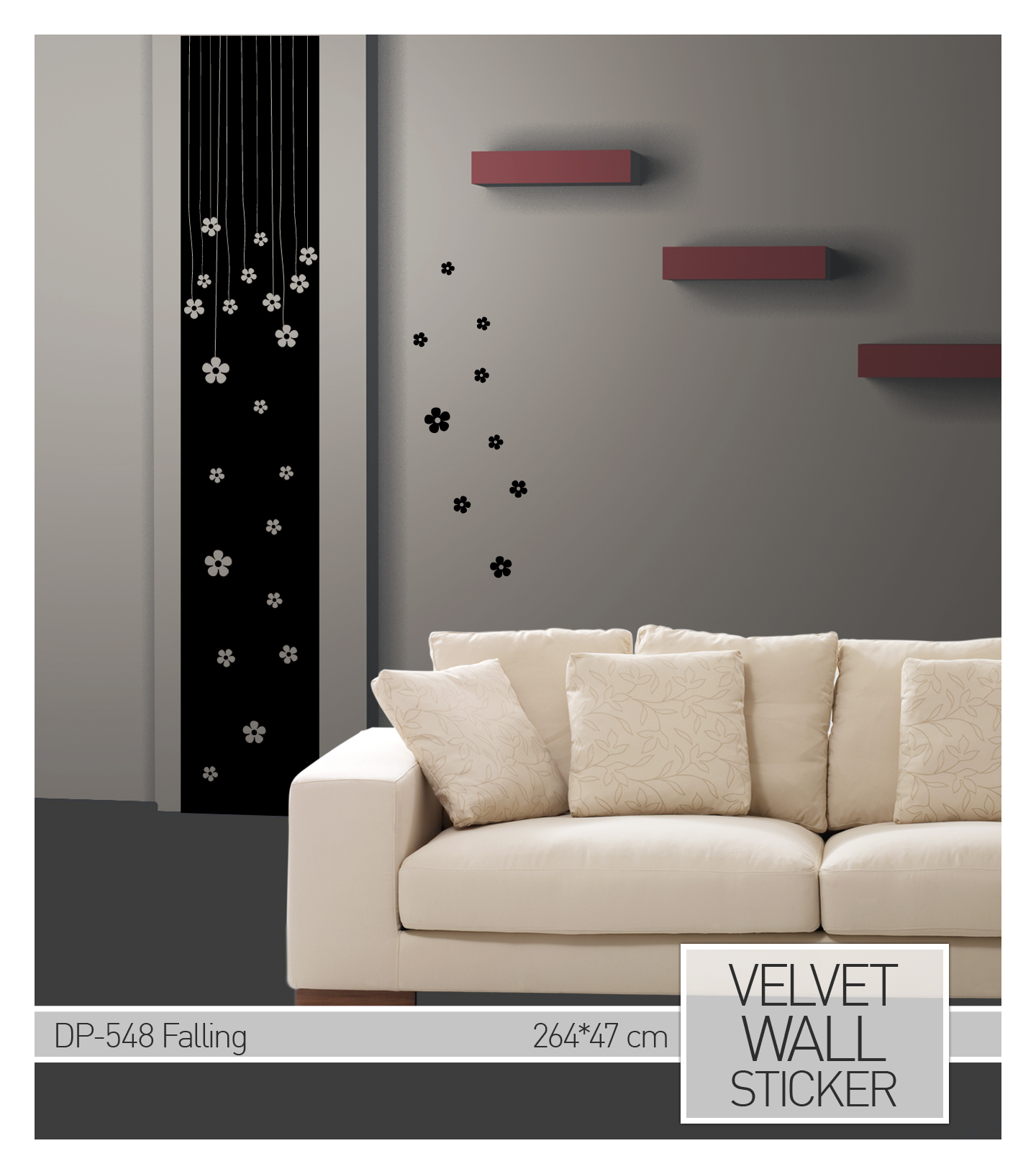 Wandtattoo aus Samt "Falling" | Decorous Home and Living